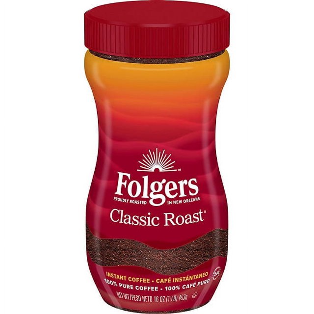 Folgers Classic Roast Large 16 oz Instant Coffee Crystals - Regular Flavor - Walmart.com