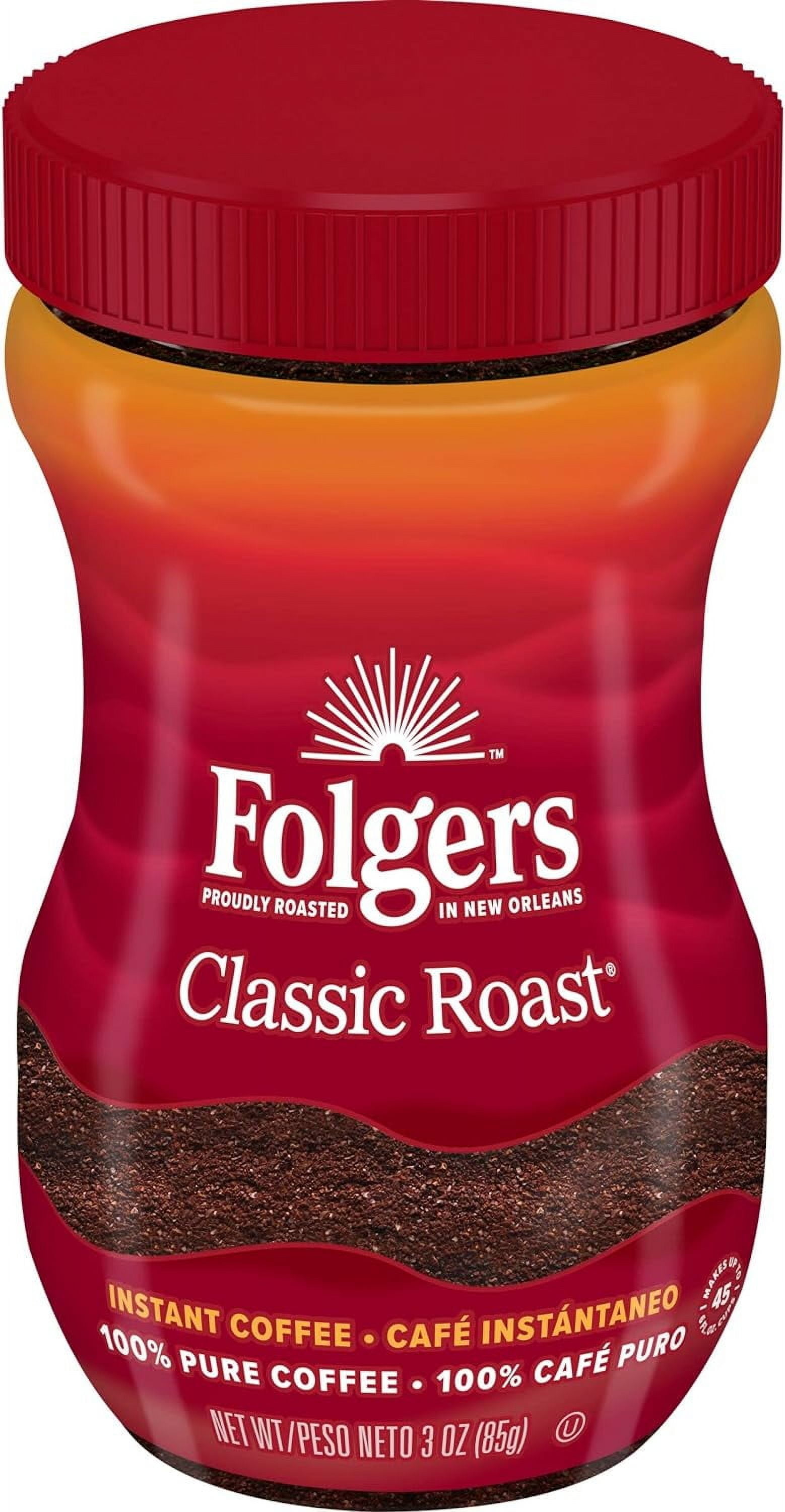 Folgers Classic Roast Regular Instant Coffee Crystals, 3 oz - Walmart.com