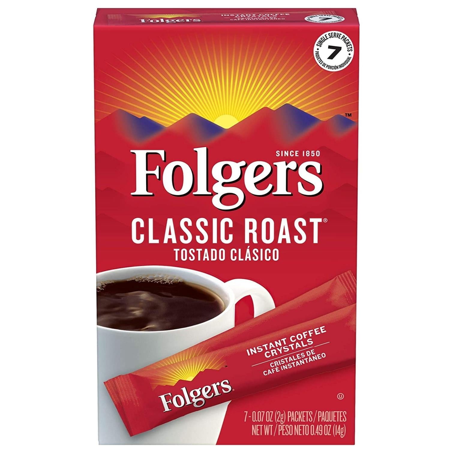 Folgers Classic Roast Instant Coffee Crystals, 7 Single Serve Packets 0 ...