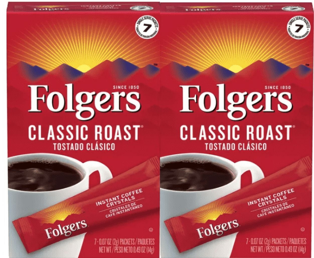 Folgers Classic Roast Single Serve Medium Roast Instant Coffee Packets ...