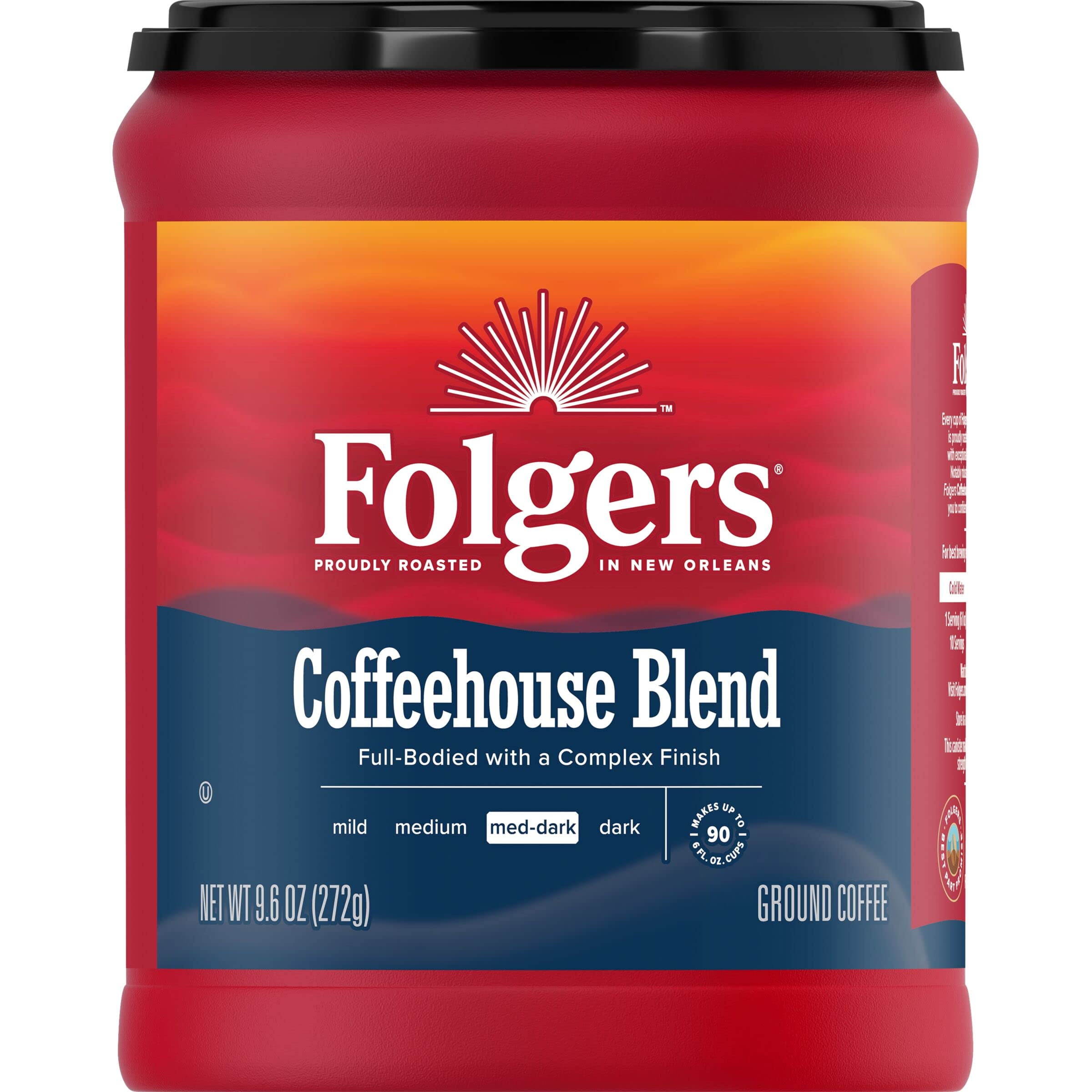 Folgers Coffeehouse Blend Ground Coffee, Medium-Dark Roast, 9.6 Ounces - Walmart.com