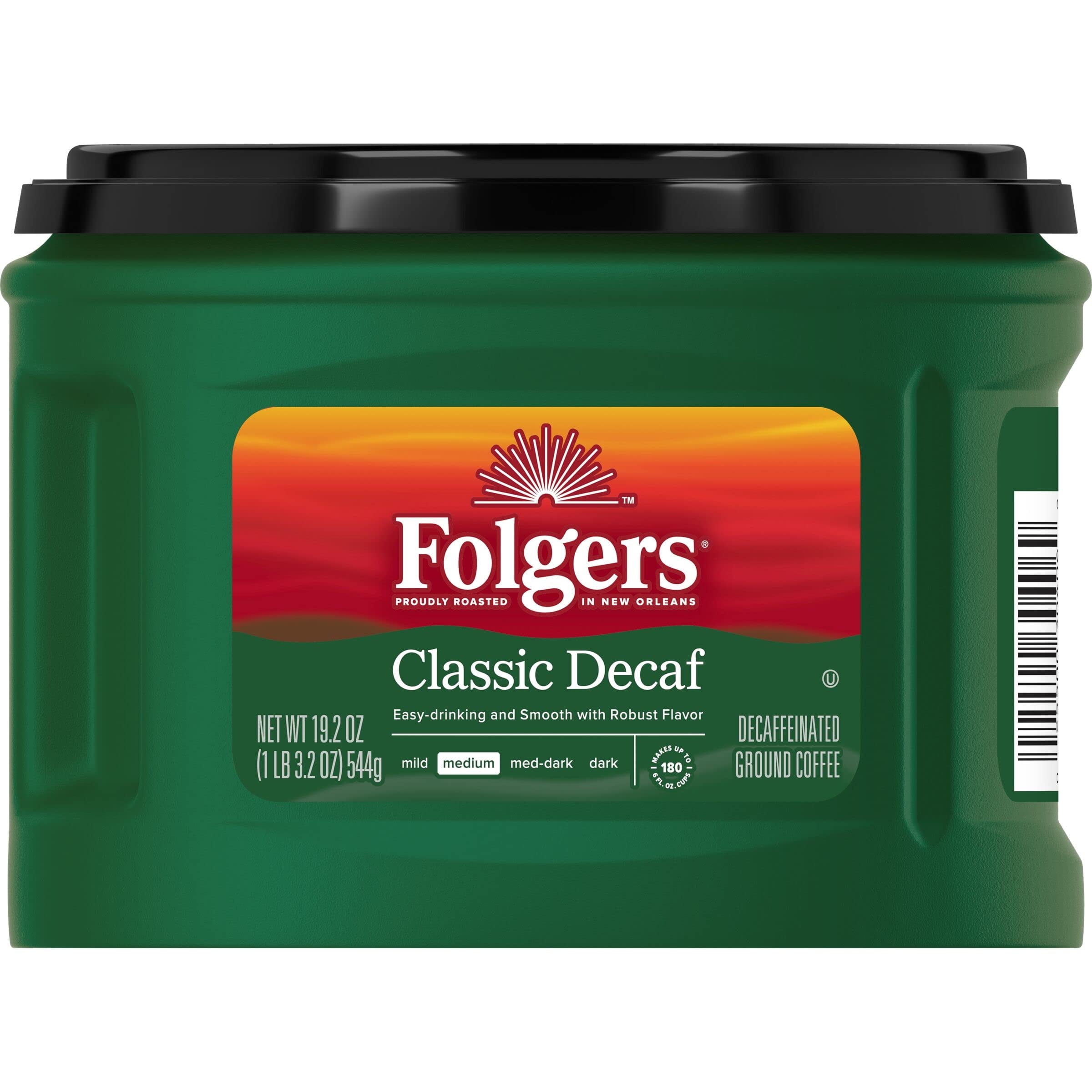 Folgers Decaf Coffee, Ground Coffee, Classic Medium Roast, 19.2 Ounce ...