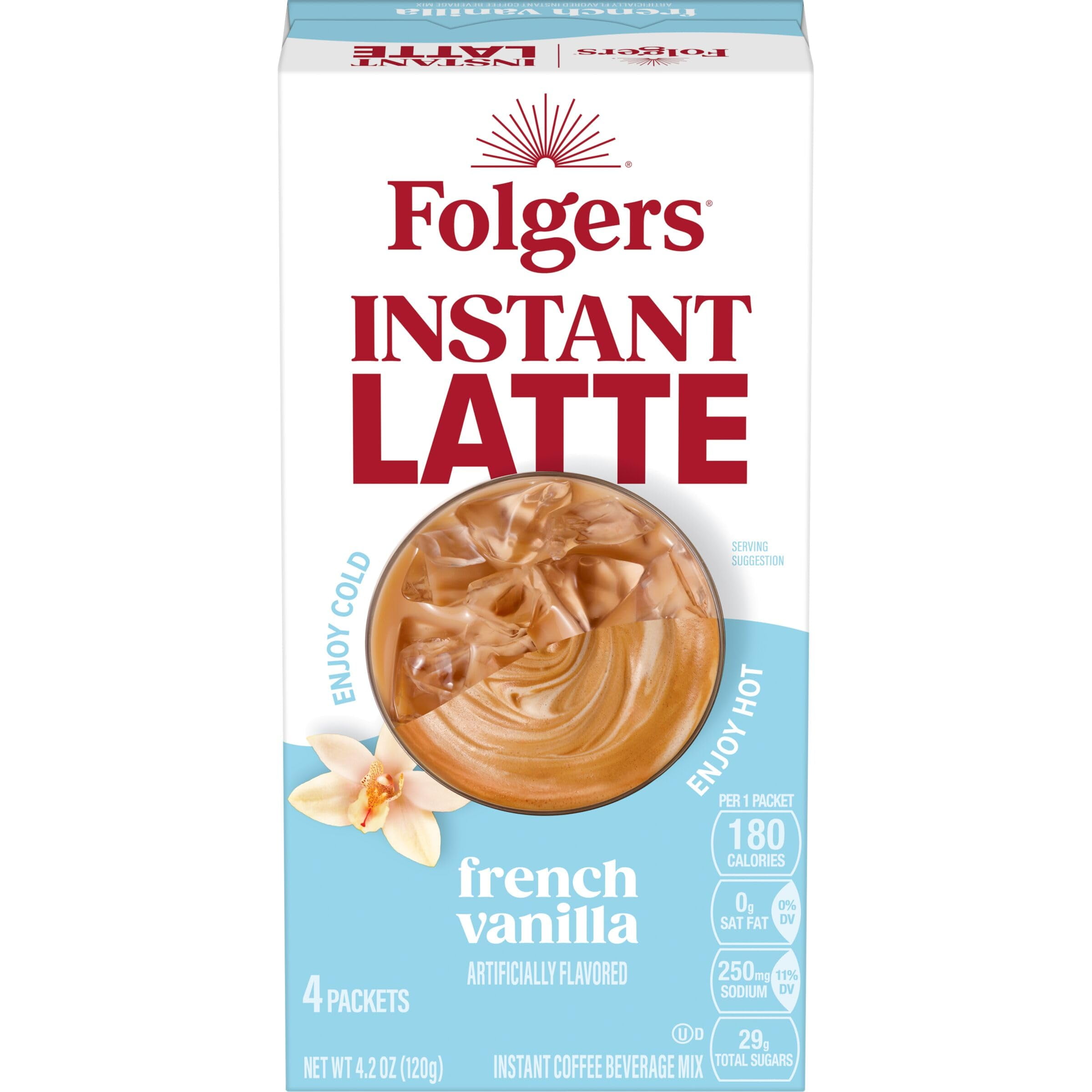 Folgers French Vanilla Flavored Instant Latte, 4.2 Ounce (Pack Of 8 ...