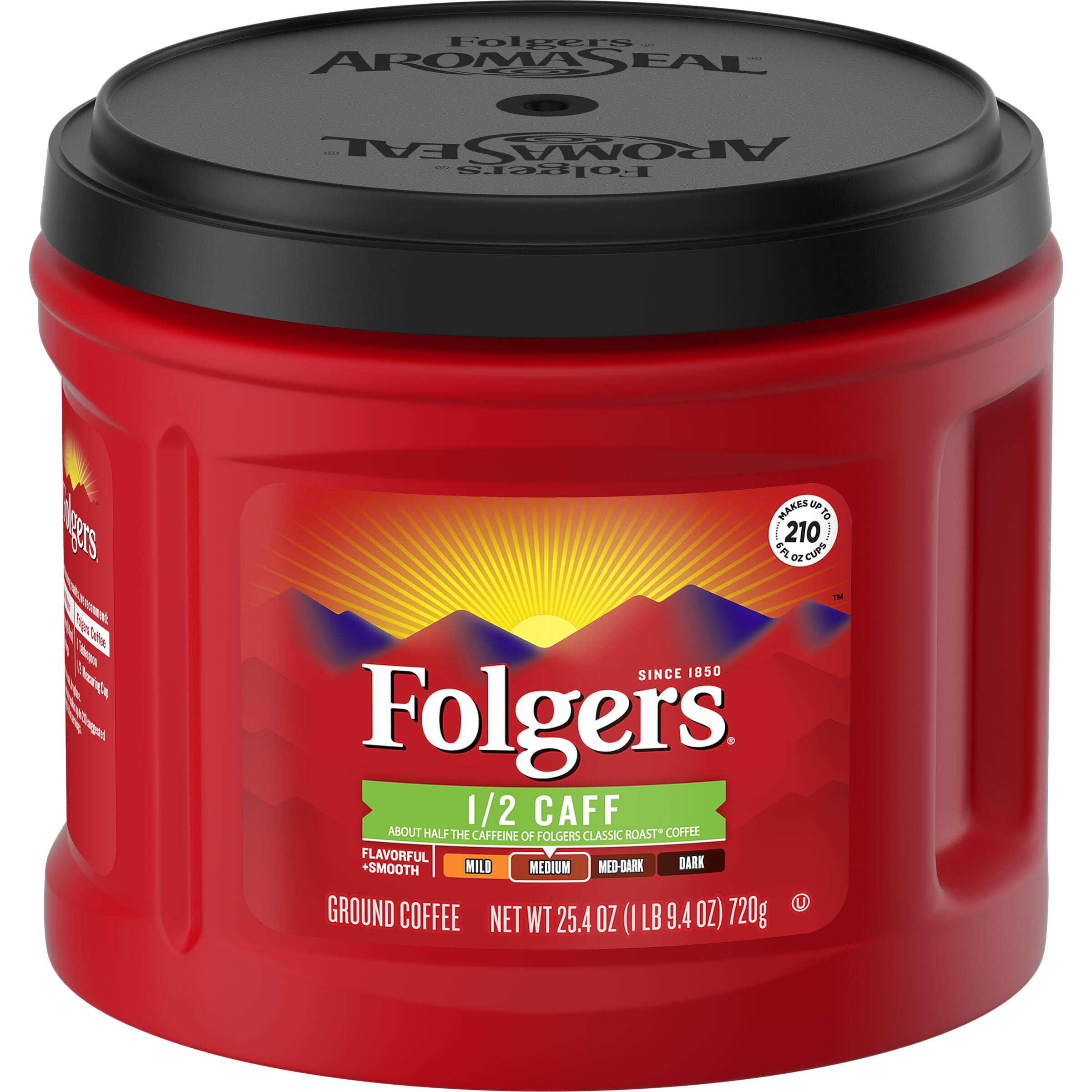 Folgers Classic Half Caff Ground Coffee, Medium Roast, 25.4-Ounce ...