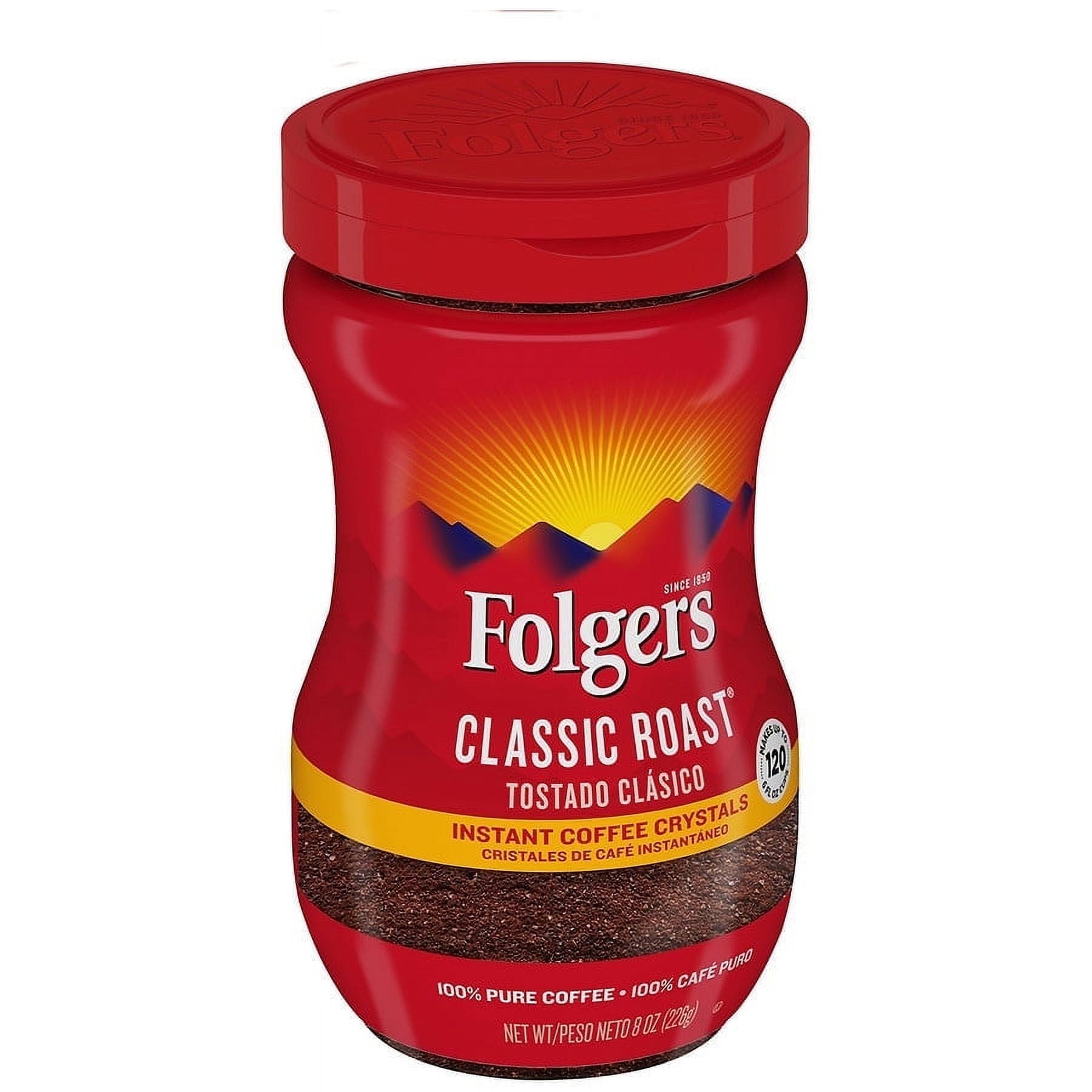 Folgers Instant Coffee Classic Roast8.0oz Pack of 2 - Walmart.com