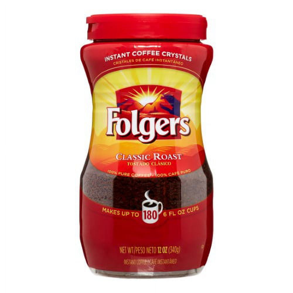Folgers Classic Roast Instant Coffee Crystals 12 oz (Pack of 10 ...