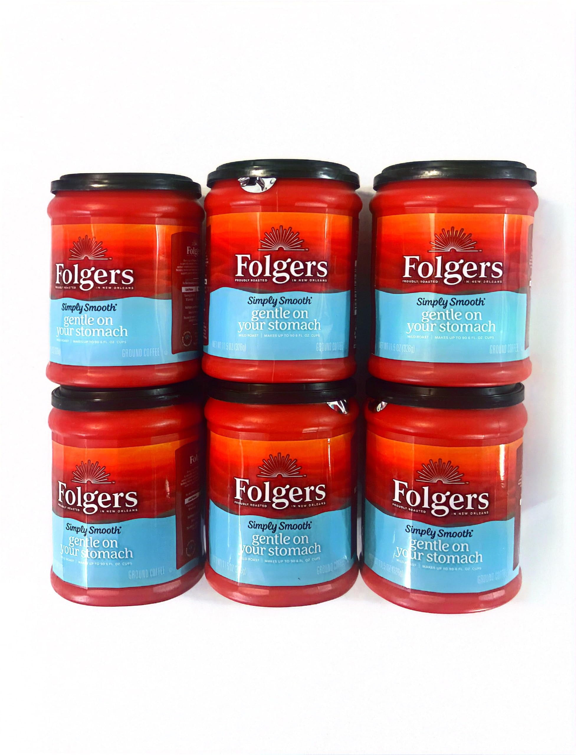 Folgers Simply Smooth Ground Coffee, 11.5 Ounce Tubs (Pack of 6 ...