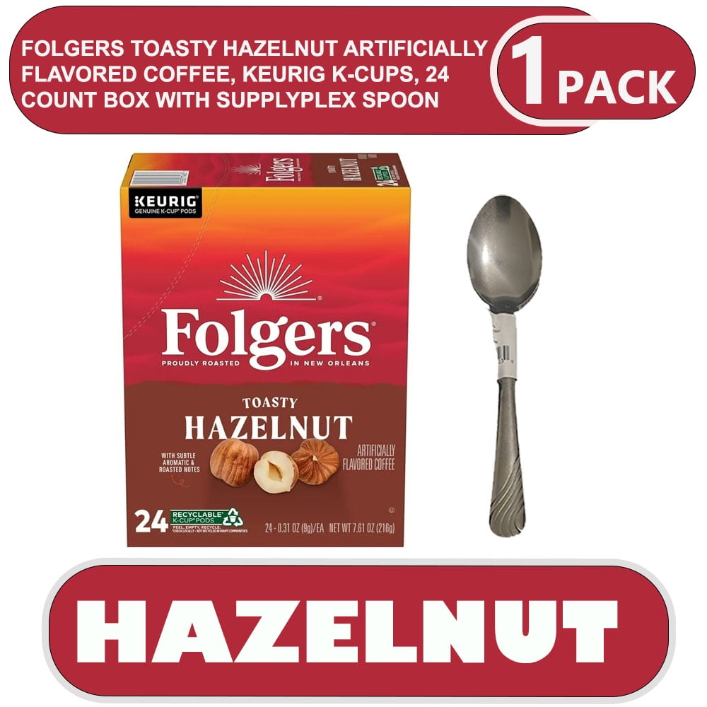 Folgers Toasty Hazelnut Artificially Flavored Coffee, Keurig K-Cups, 24 Count Box with ...