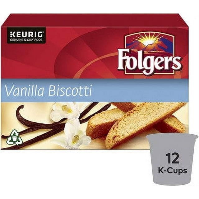 Folgers Light Roast Caffeinated Vanilla Biscotti Coffee Pods,12ct, Easy Serve - Walmart.com