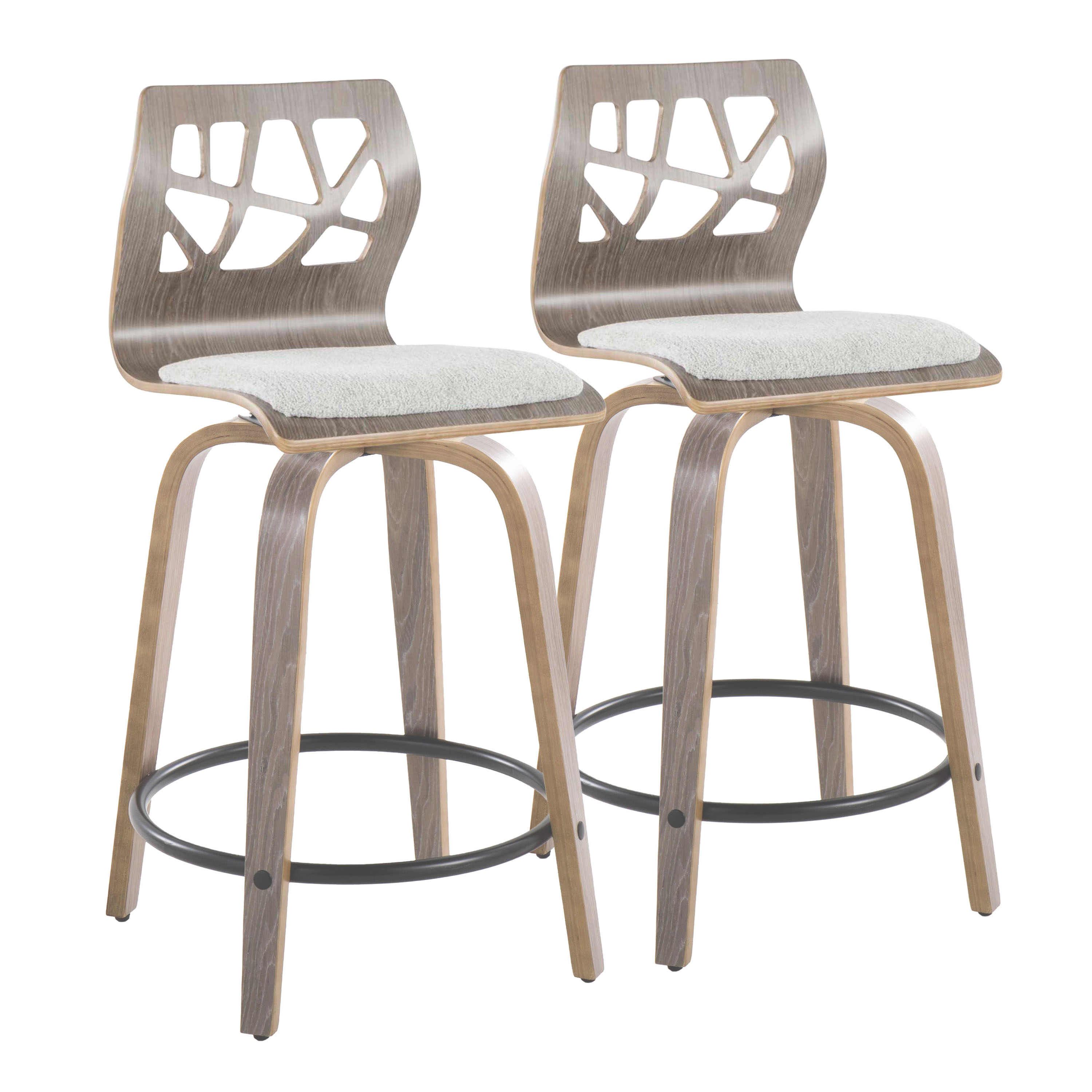 Folia 24" Contemporary Fixed-Height Counter Stool with Swivel in Light ...