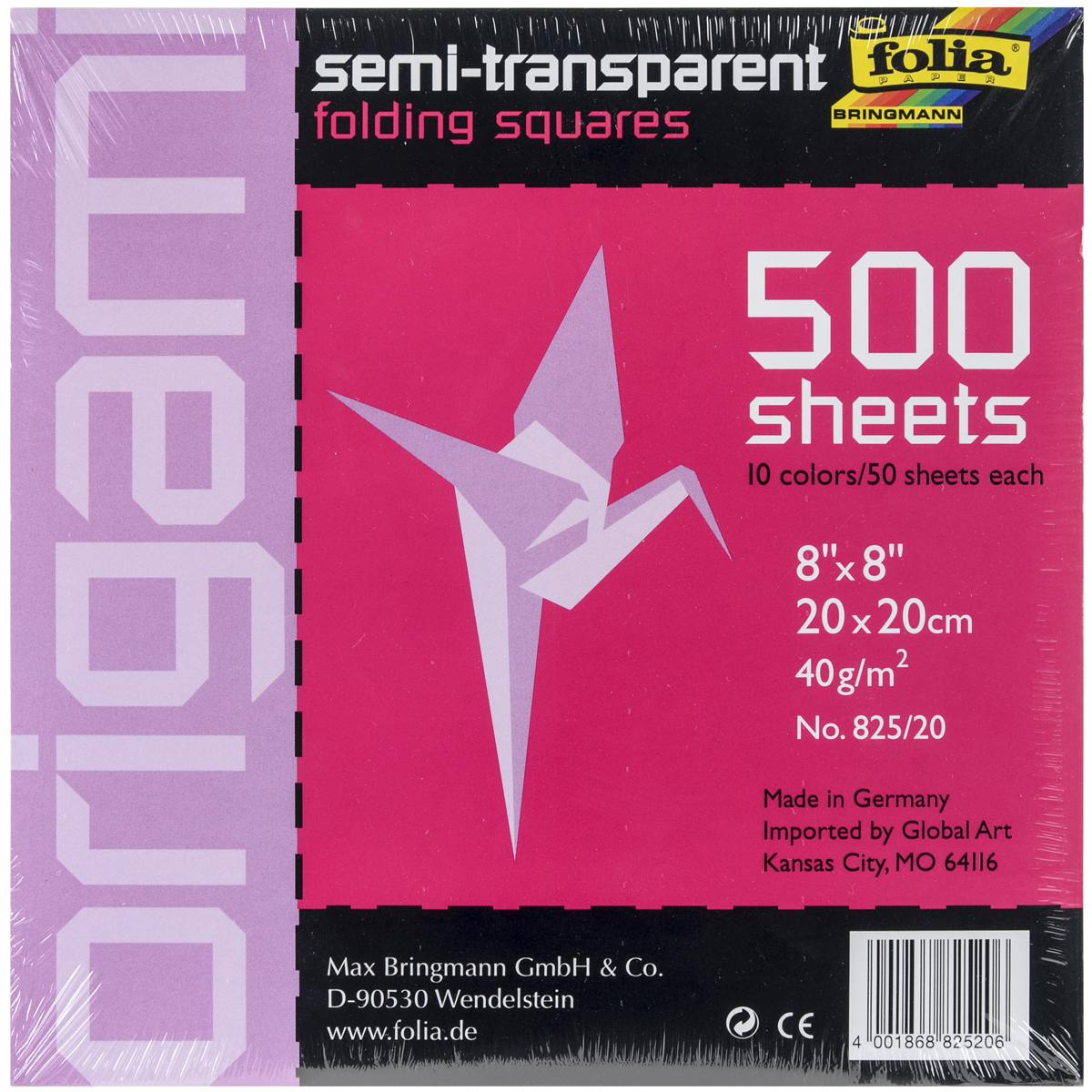 Folia Transparent Origami Paper 8"X8" 500/Pkg-Assorted Colors - Walmart.com