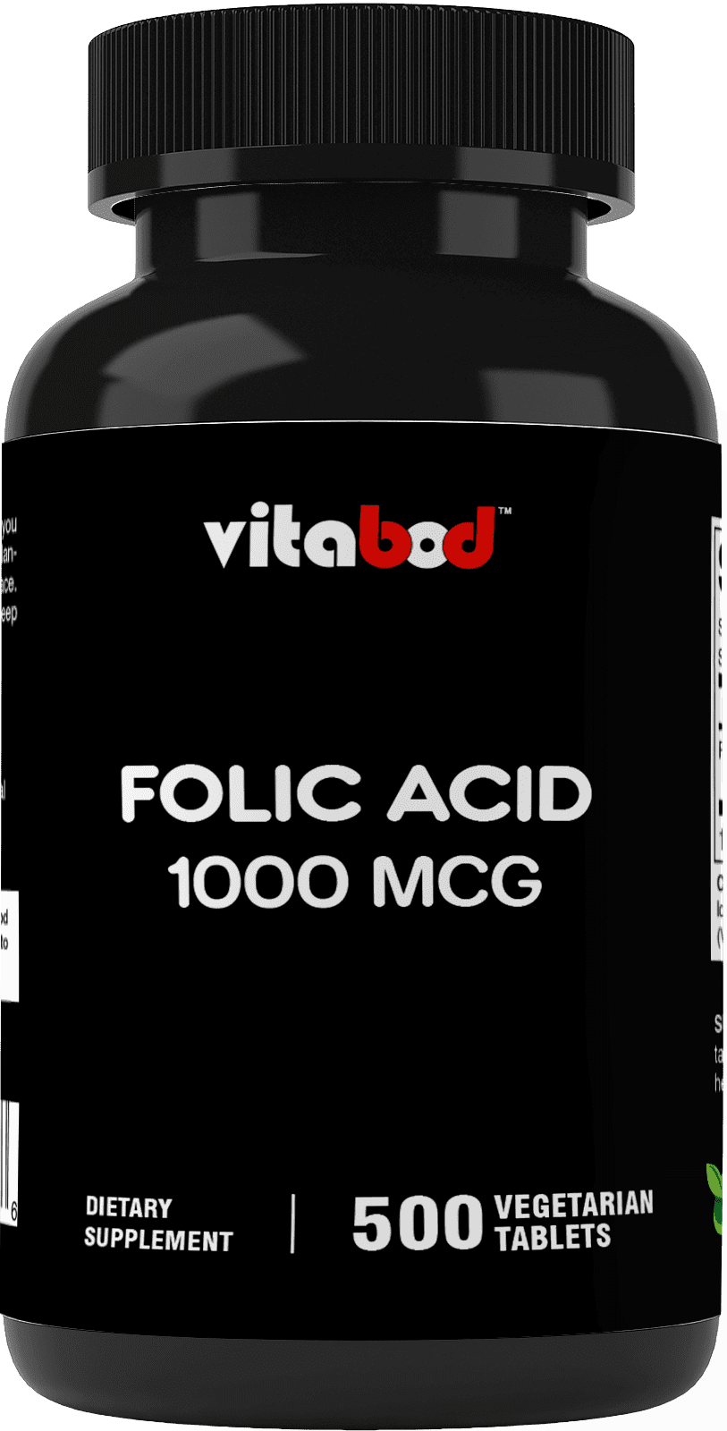 VitamaticUSA Folic Acid 1 mg, 500 Vegetarian Tablets, Prenatal Vitamin ...