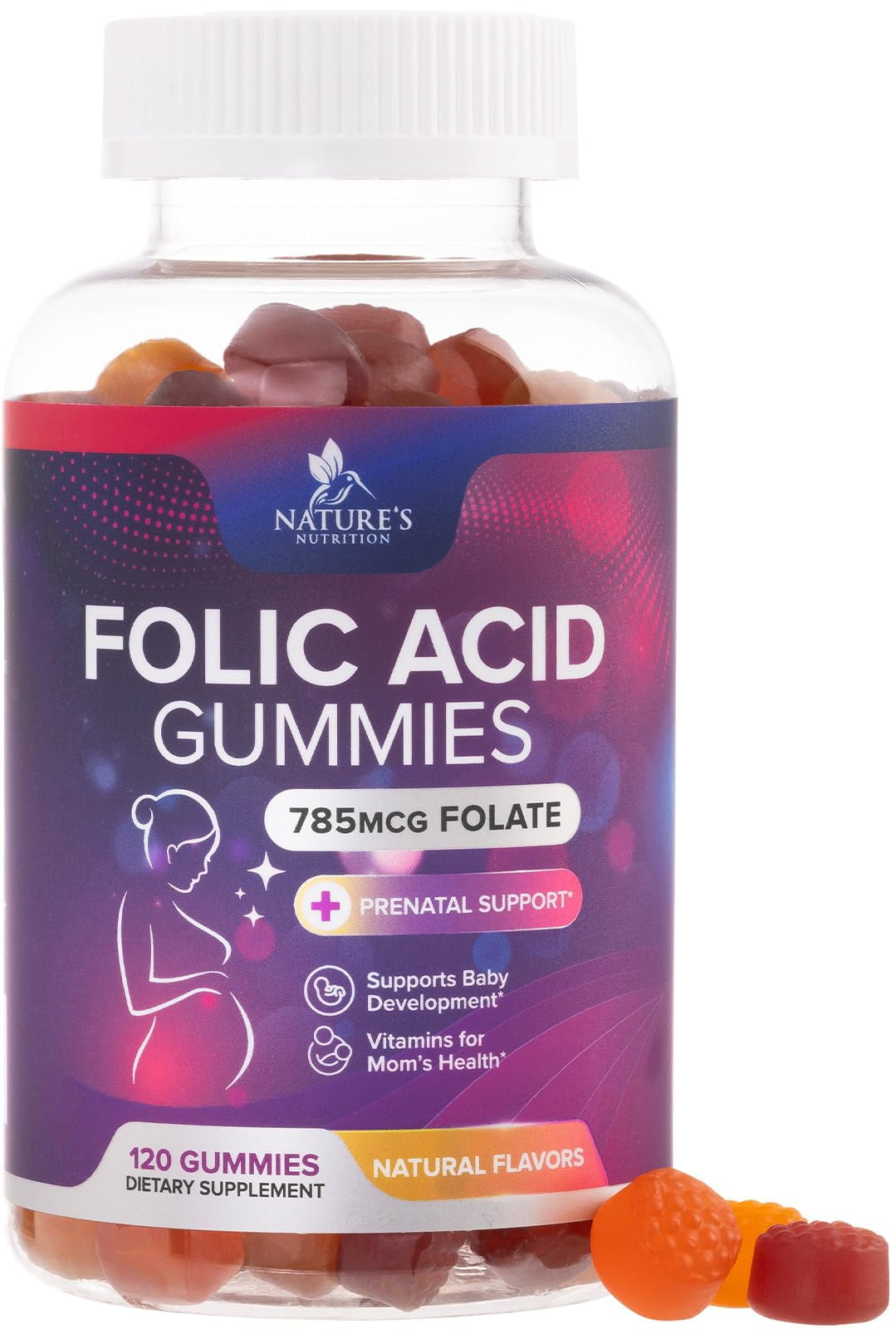 Folic Acid Gummies for Women 785 mcg, Essential Prenatal Vitamins for ...