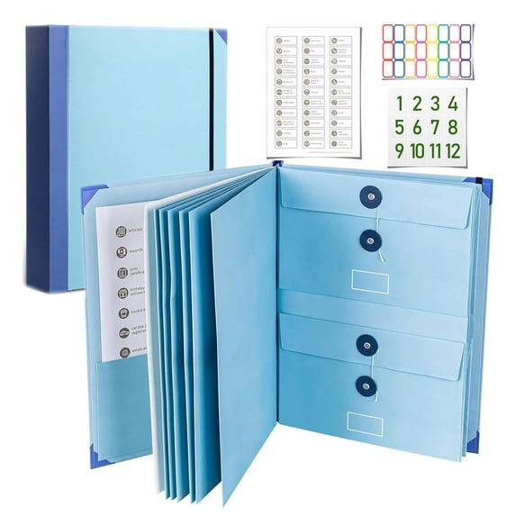 Folio Document Organizer with Labels & Pockets - Stylish File Binder ...
