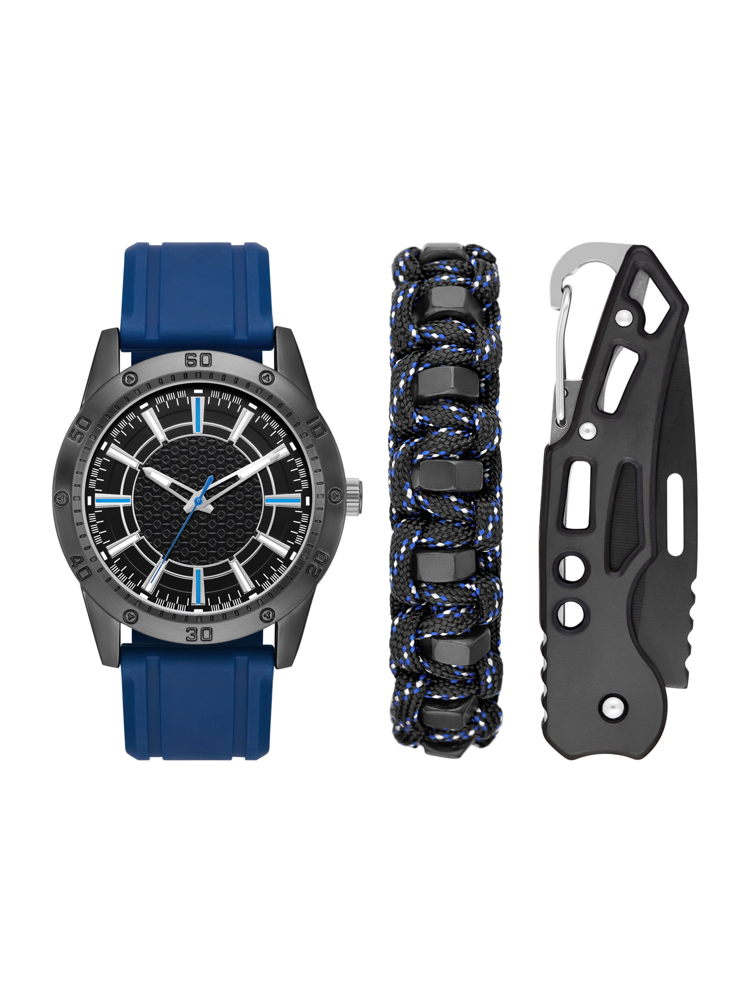 Folio Men's Gunmetal Watch, Gunmetal Texture Dial, Blue Silicone Strap ...