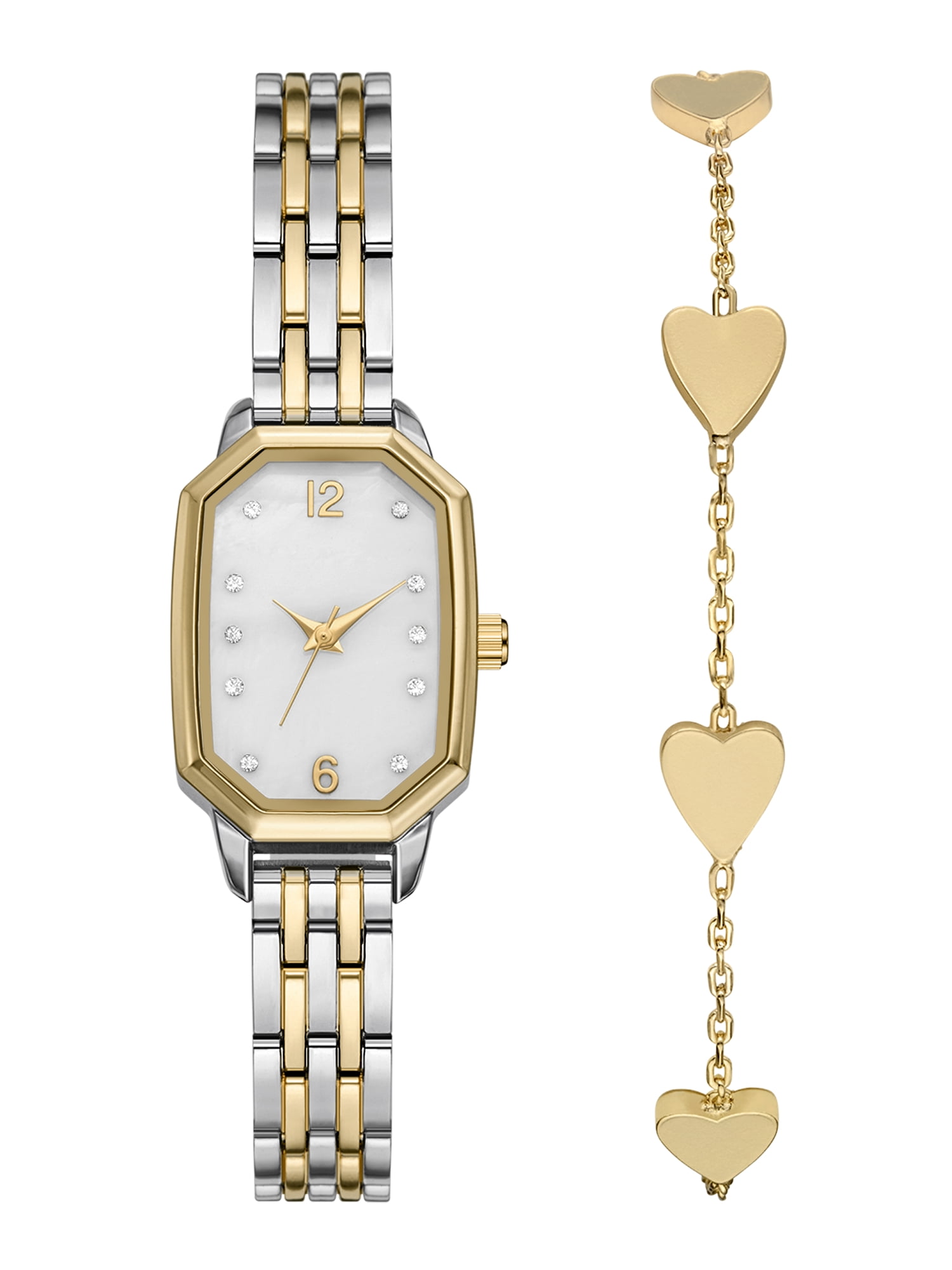 Folio Women’s 2PC Watch & Bracelet Set with 22mm Octagonal Case, Two ...