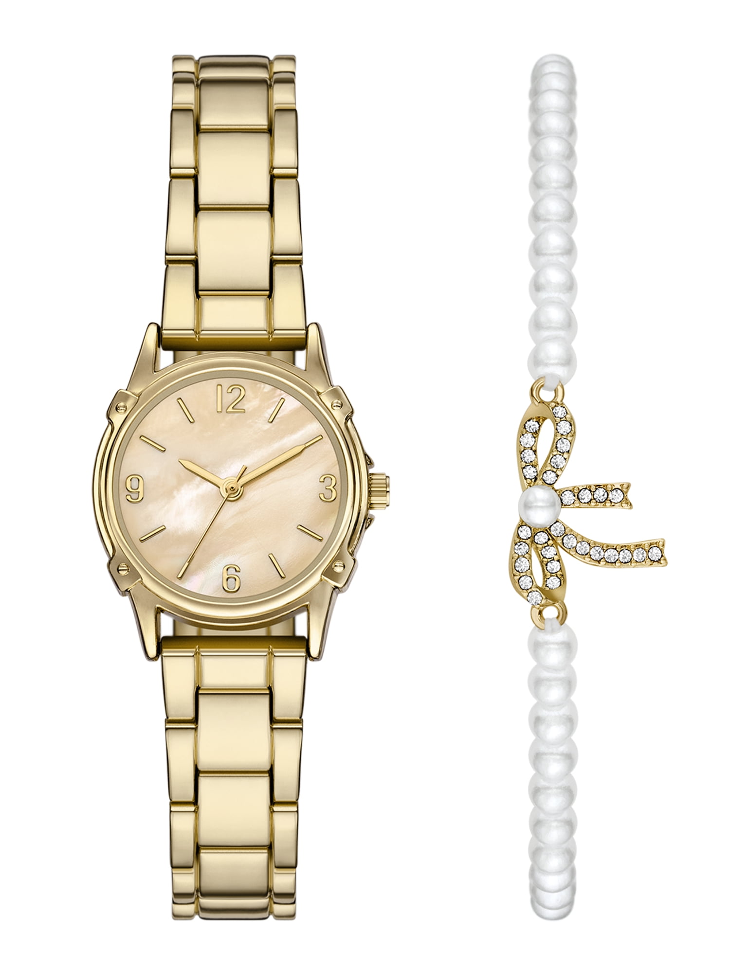 Folio Women’s 2pc Watch & Bracelet Set; 26.5mm Round Case, Metal ...