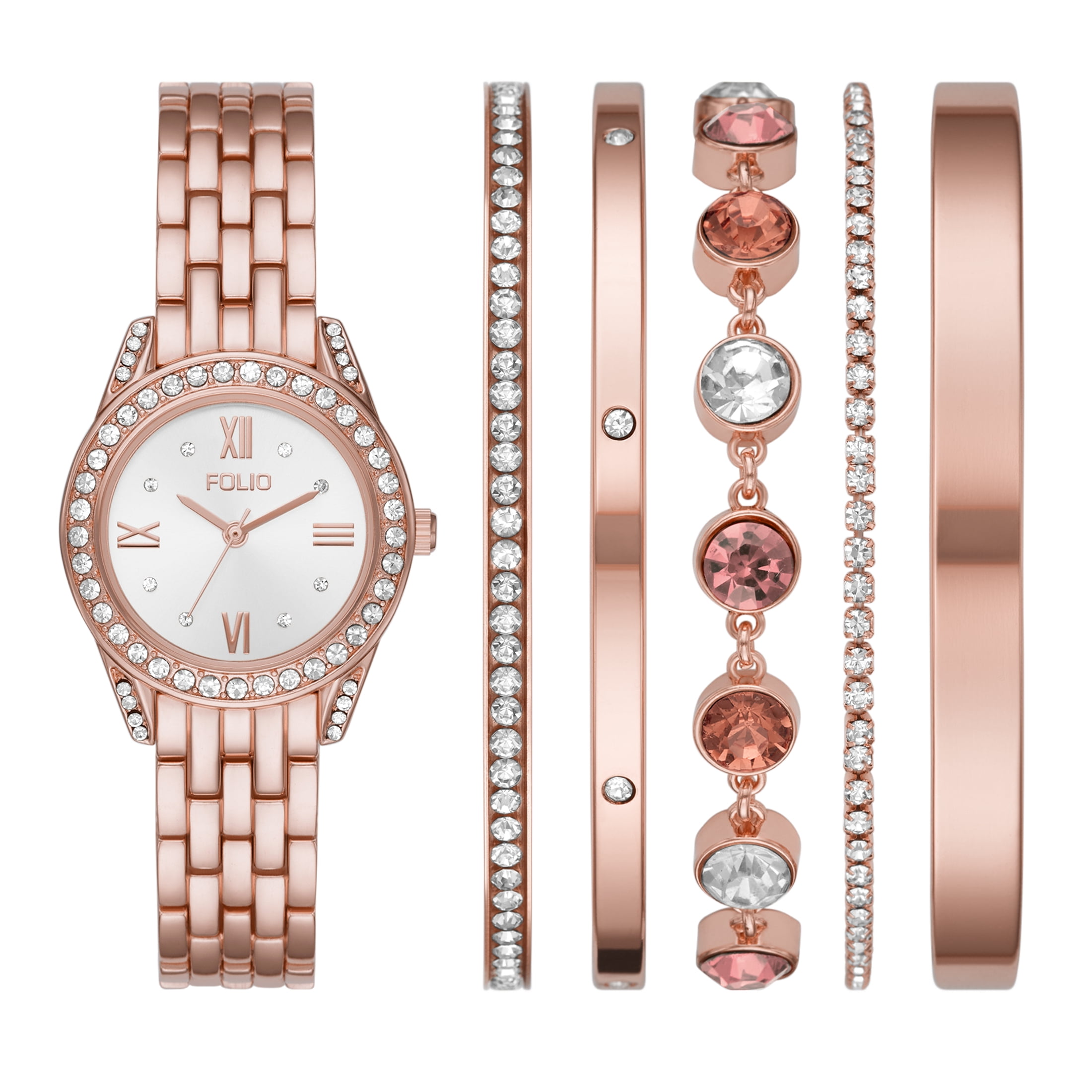 Folio Women's Three-Hand, Rose Gold-Tone Alloy Watch - Walmart.com