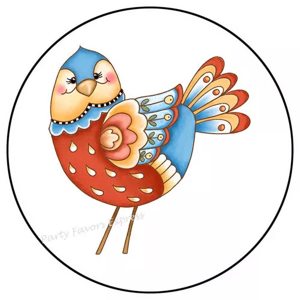 Folk Art Bird Sticker Party Favors Sticker Envelope Seals Labels ...