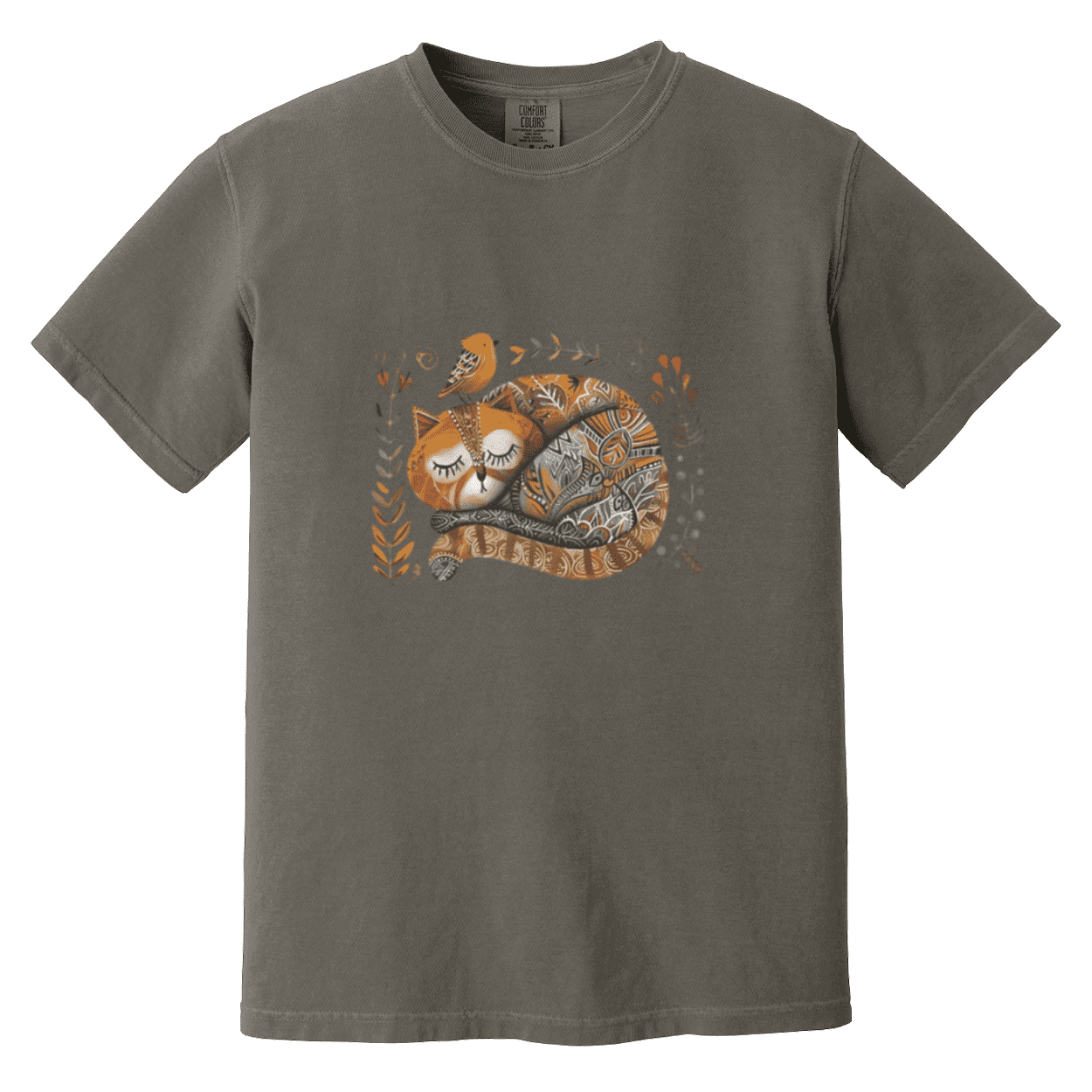 Folk Art Cat Pattern Whimsical Tee Comfort Color T-Shirt, for men ...