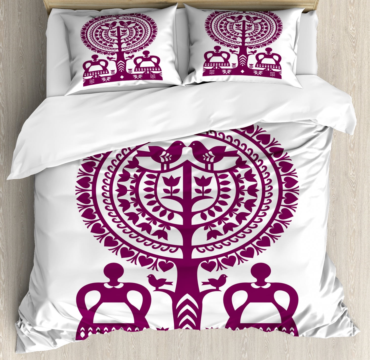 Folk Art Duvet Cover Set King Size, Polish Folkloric Artistic Design ...
