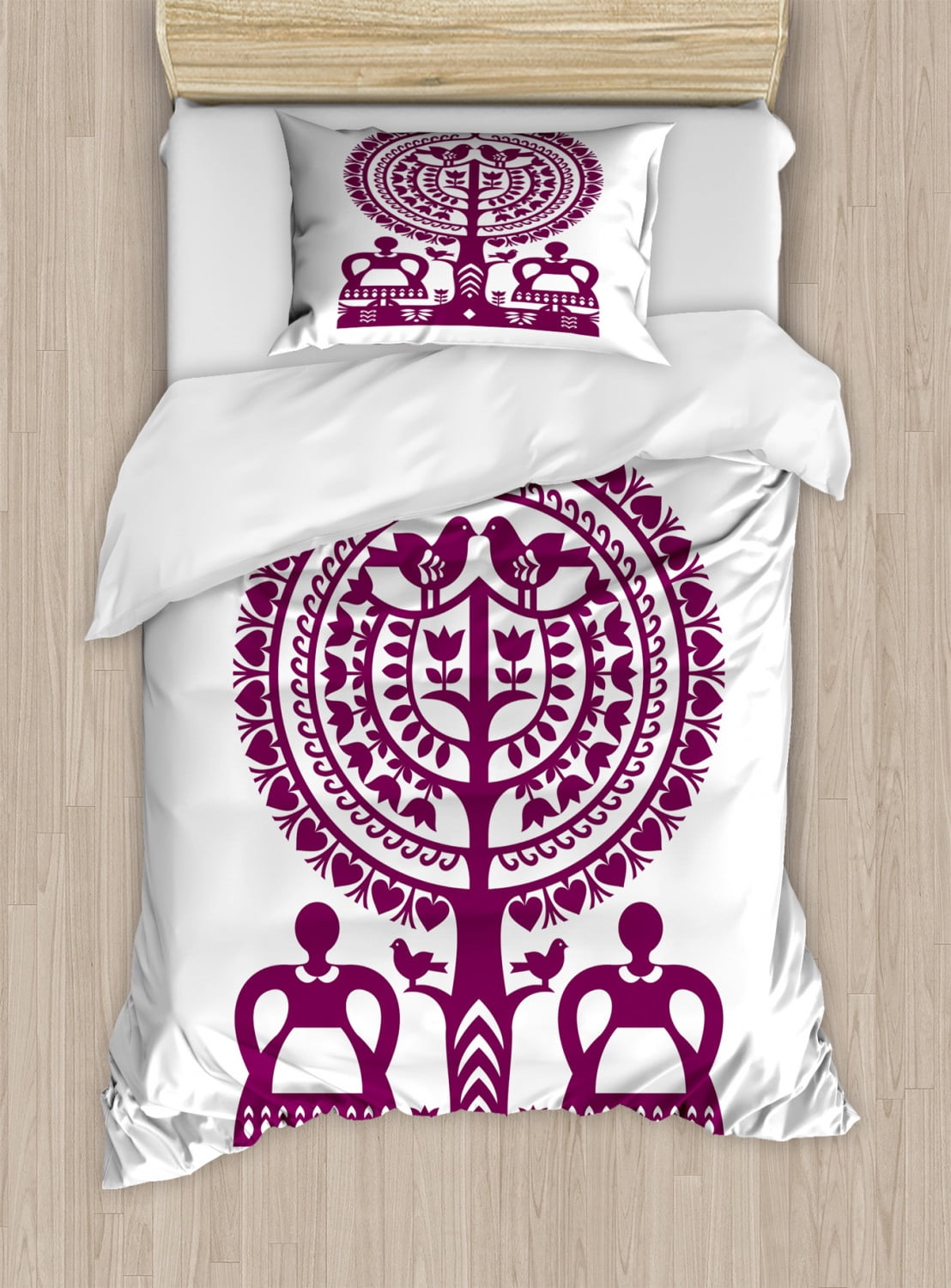 Folk Art Duvet Cover Set Twin Size, Polish Folkloric Artistic Design ...