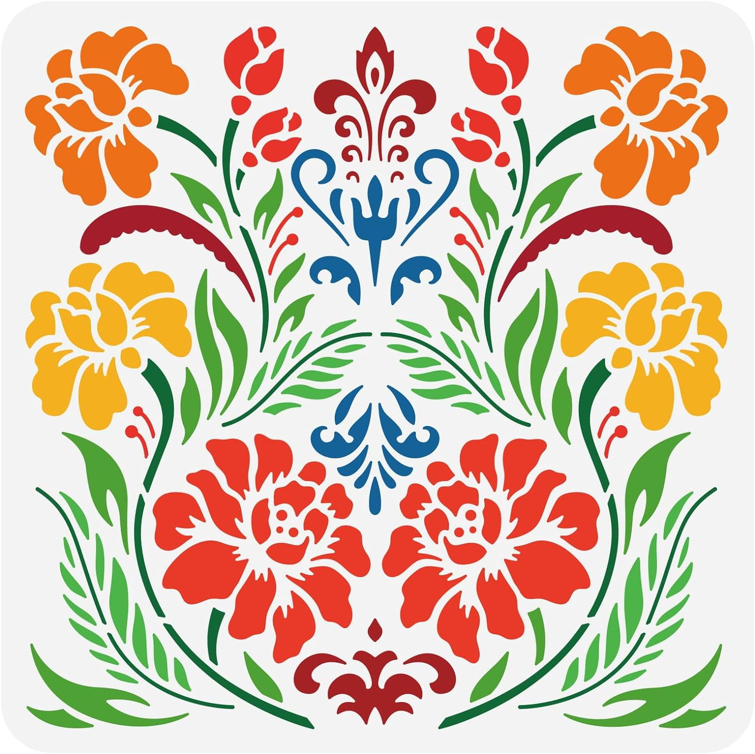 Folk Art Flower Stencil Polish Folk Ornament DIY Reusable Plastic ...