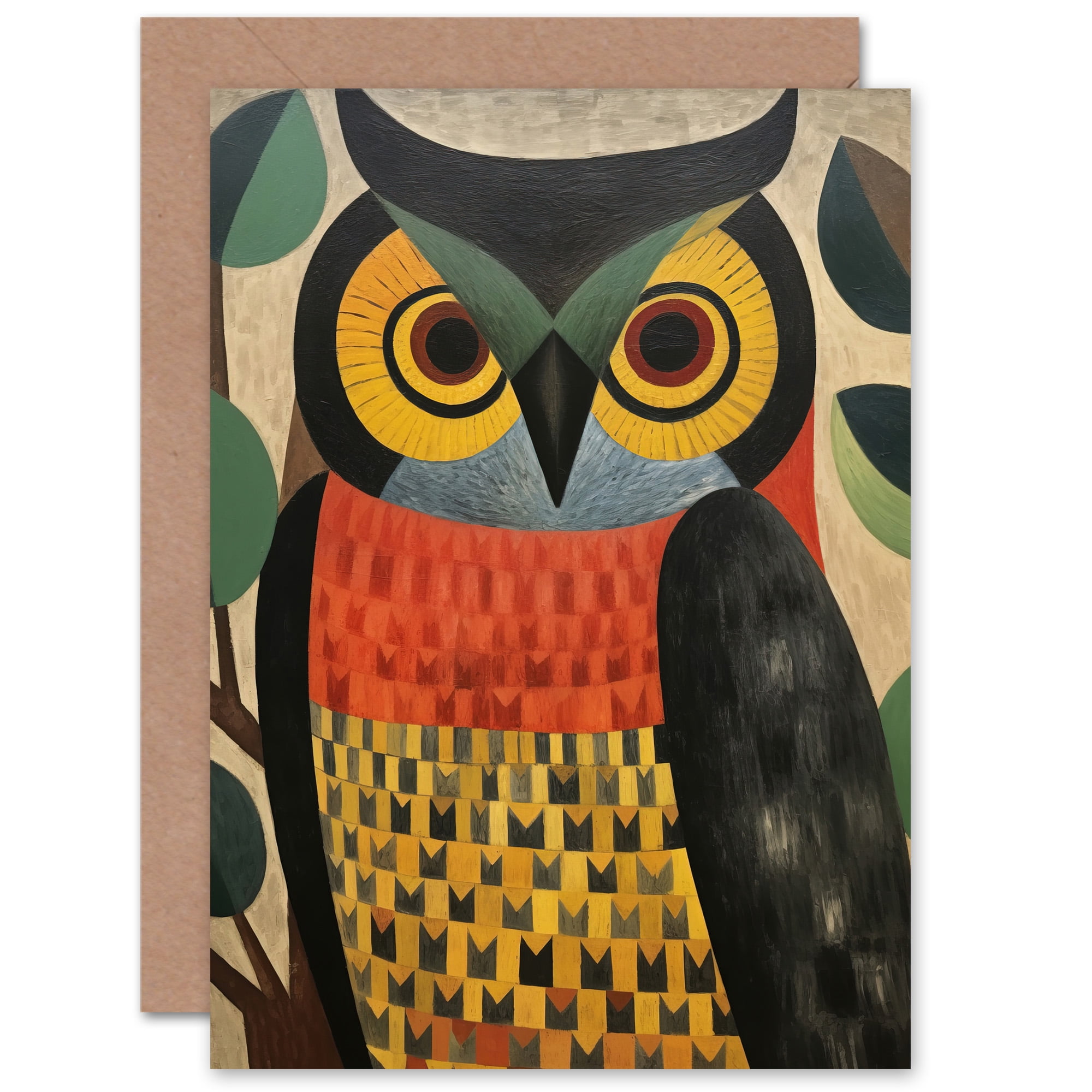Folk Art Geometric Owl Boho Bold for Him or Her Man Woman Birthday ...