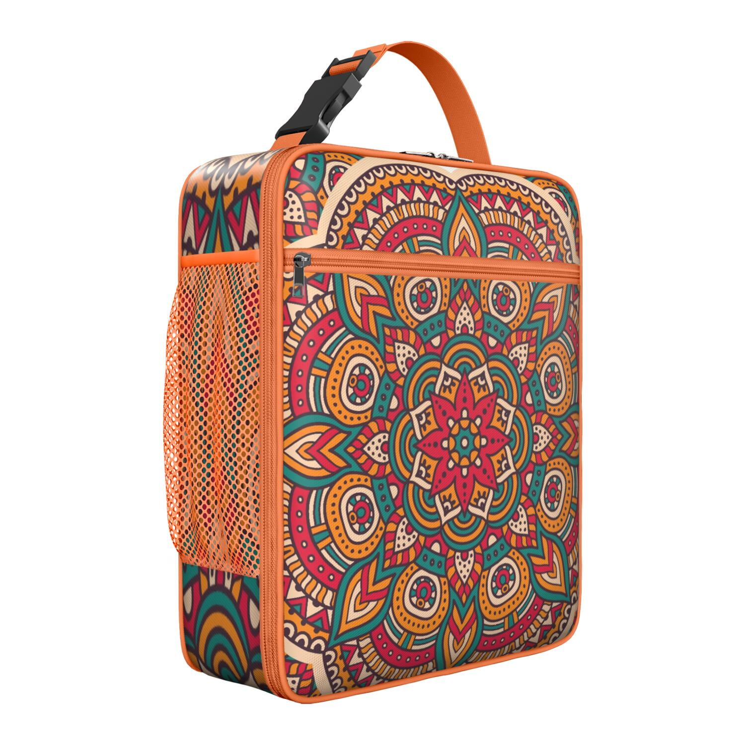 Folk Art Mandala Insulated Lunch Tote – Vintage Pattern Thermal Bag ...