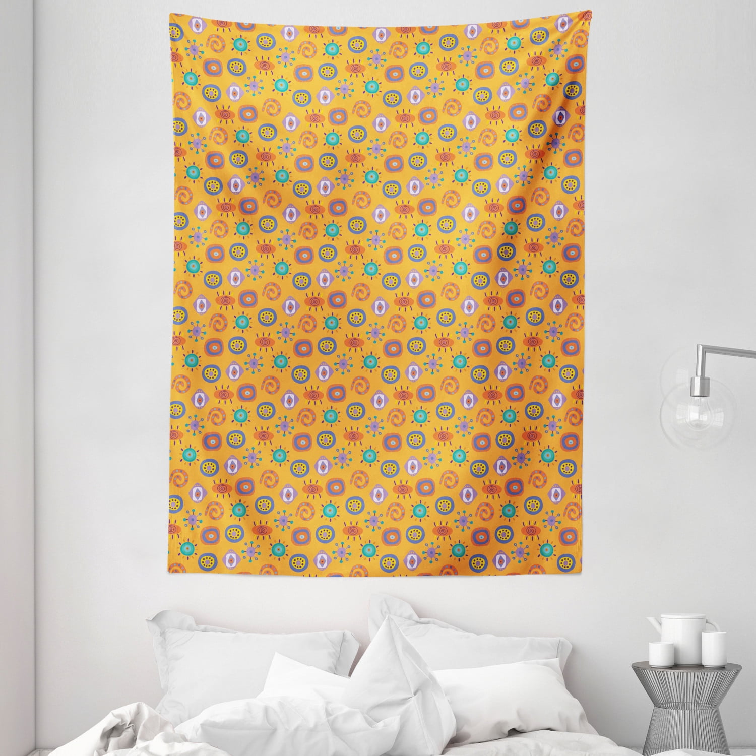 Folk Art Tapestry, Colorful Abstract Repeating Pattern with Various ...