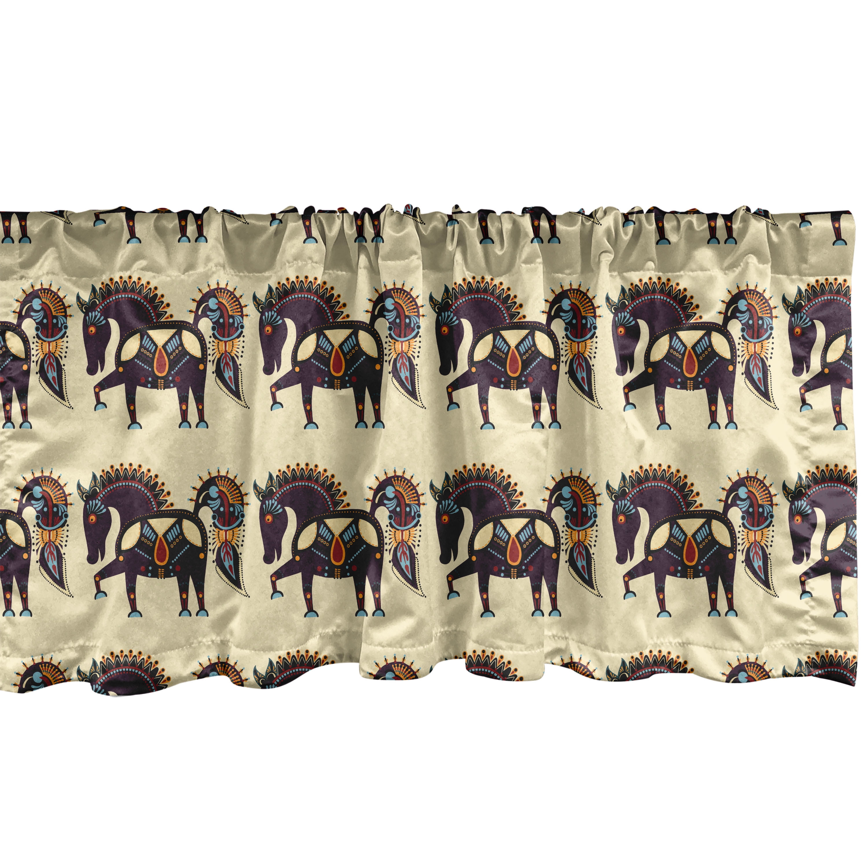 Ambesonne Folk Art Valance Pack of 2, Ukrainian Karakoko Horse, 54"X18 ...