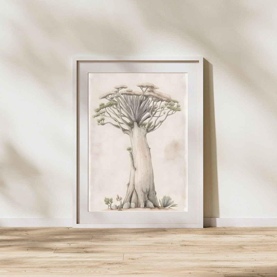 Folk Botanical Neutral Wall Art Of Baobab African Tree Home Decor #2103 ...