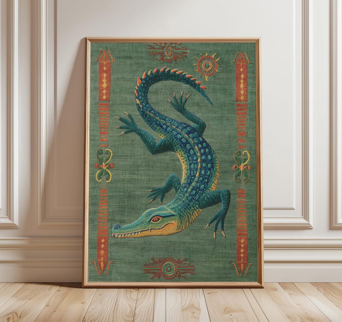 Folk Crocodile Tribal Pattern Poster Unframed Paper Print - Walmart.com
