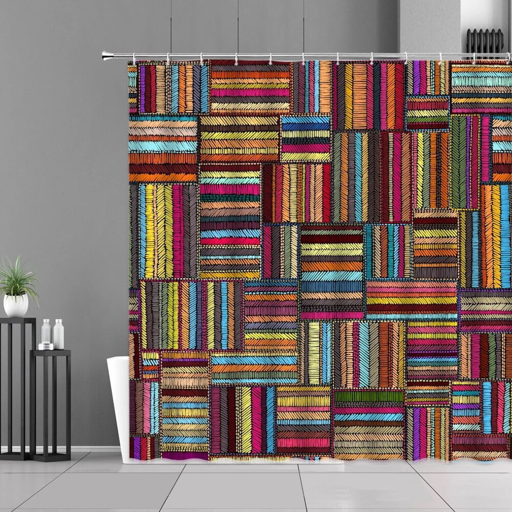 Folk-Custom Shower Curtain Bohemian Folk Style Pattern Baths Curtains ...