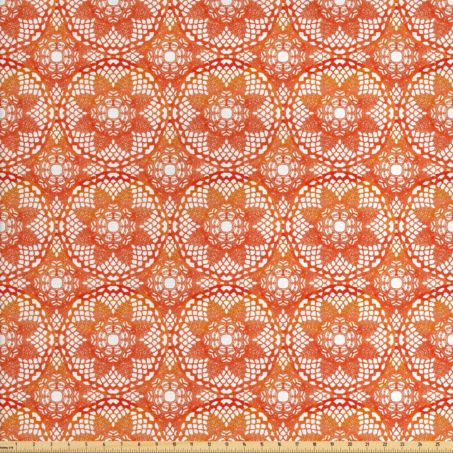 Ambesonne Folk Fabric by the Yard Upholstery, Floral Doily-like ...
