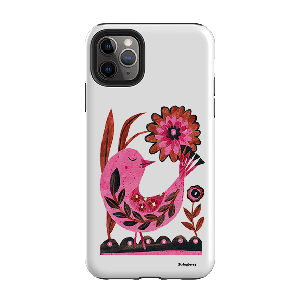 Folk Floral Bird Phone Case Compatible with iPhone 11 to 16 Pro Max ...