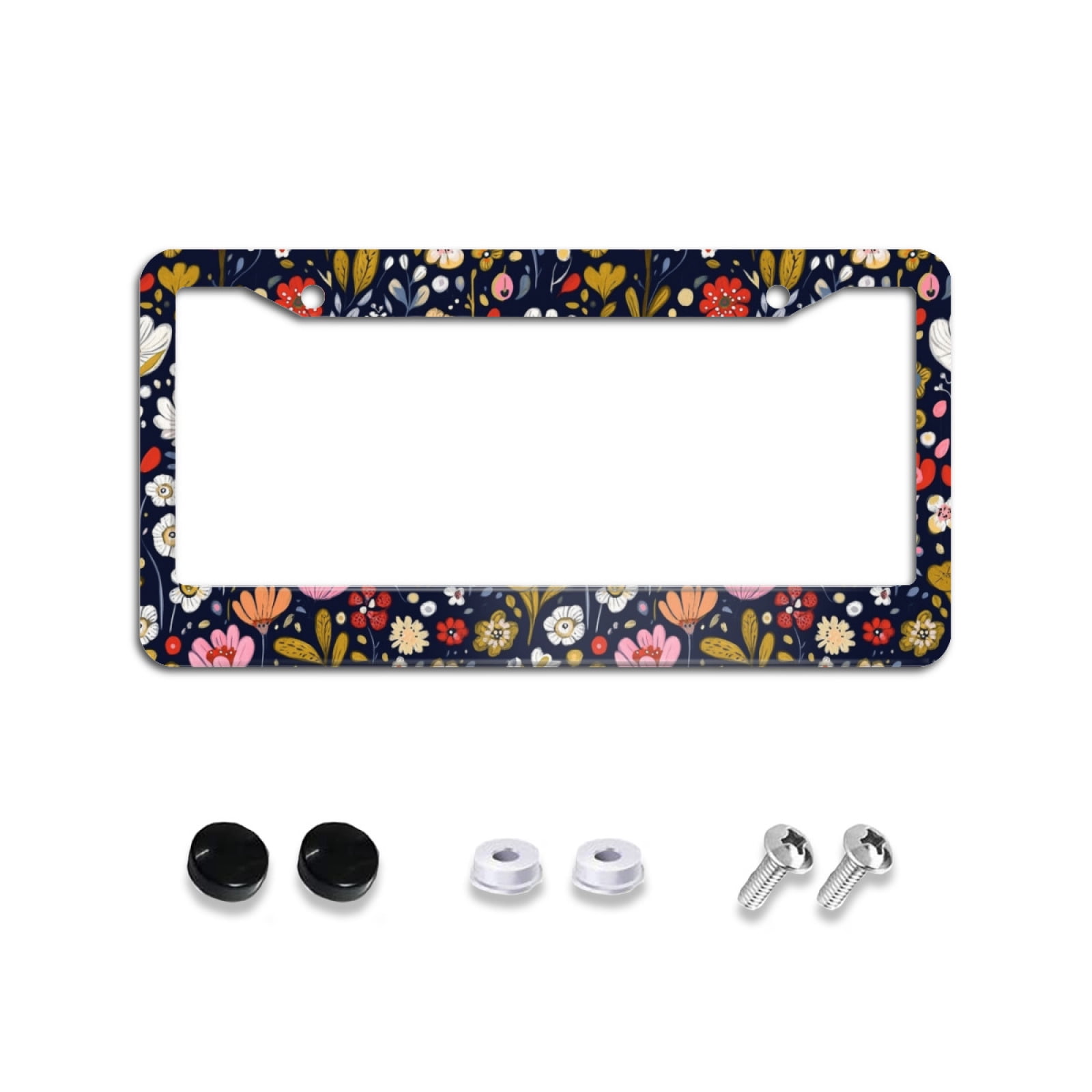 Folk Floral License Plate Frames for Women Men Car Plate Holder Cover ...