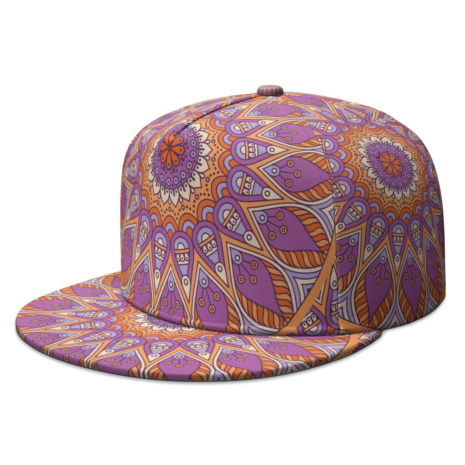 Folk Geometric Mandala Snapback Cap - Mens Fashion Flat Visor Hat with ...