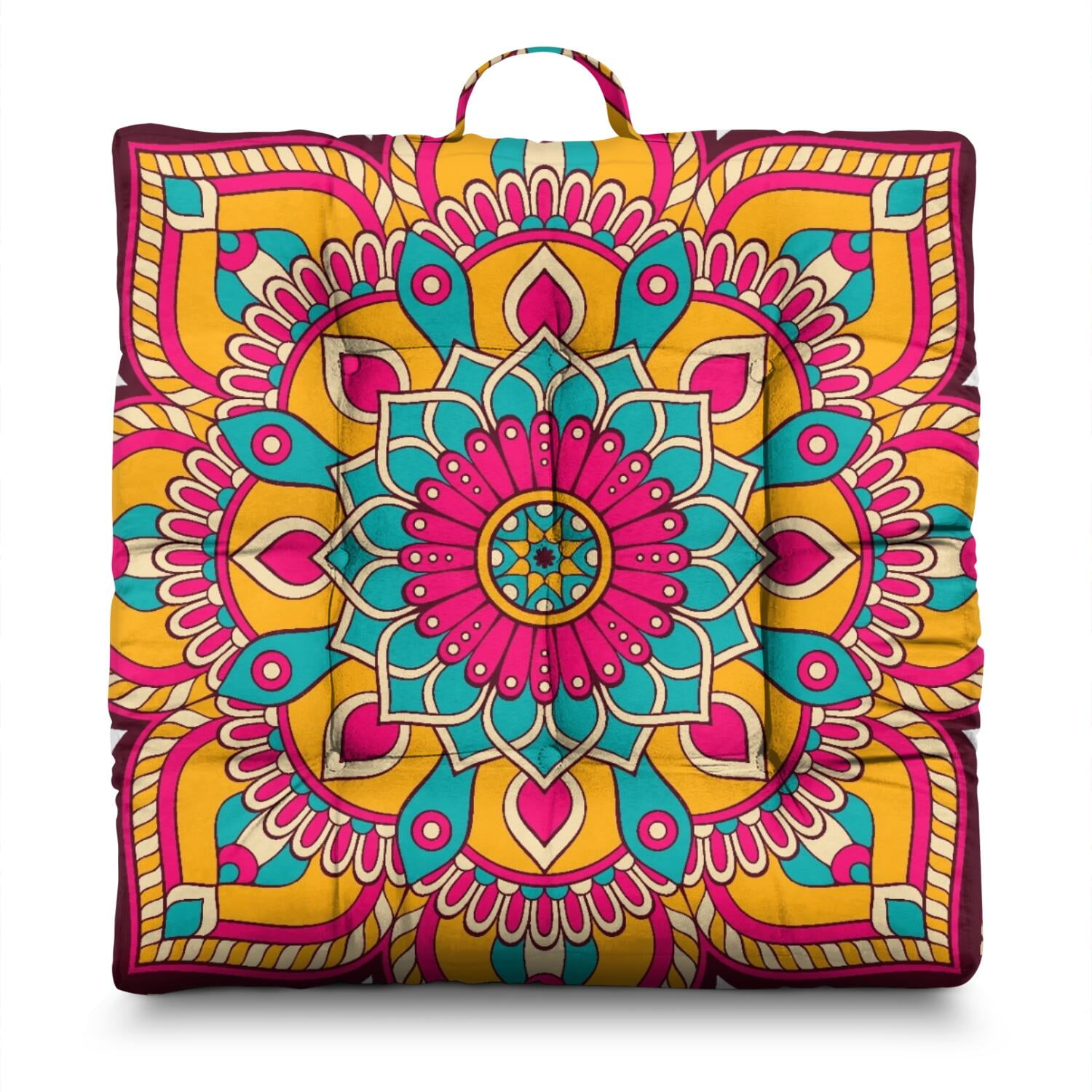 Folk Geometric Mandala Tatami Mat Square Seat Pad with Vintage ...