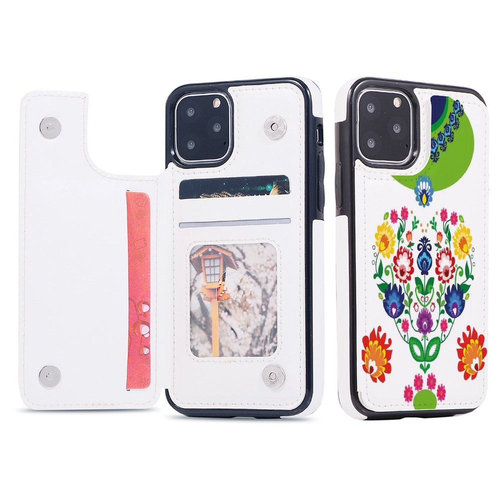 Folk Heart Beautiful Polish Folk Motif - White Leather Wallet Case for ...