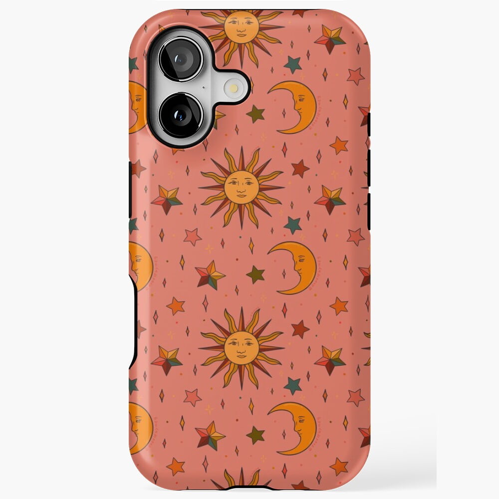 Folk Moon and Star Celestial Print iPhone 17 11 12 13 14 15 16 Pro Max ...