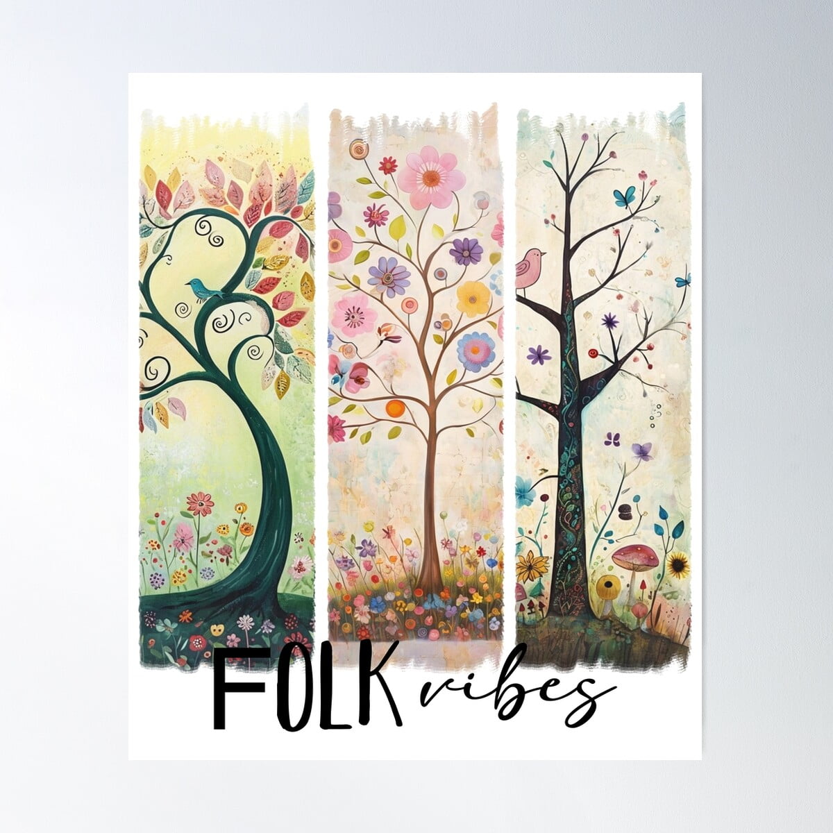 Folk Vibes Aesthetic Trees | Boho Nature Art | Whimsical Woodland ...