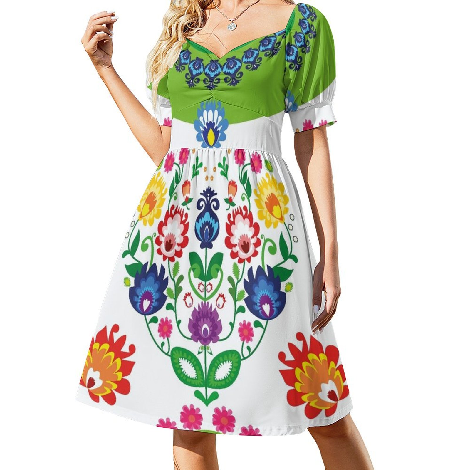 Folk heart beautiful polish folk motif Dress women's summer clothing ...