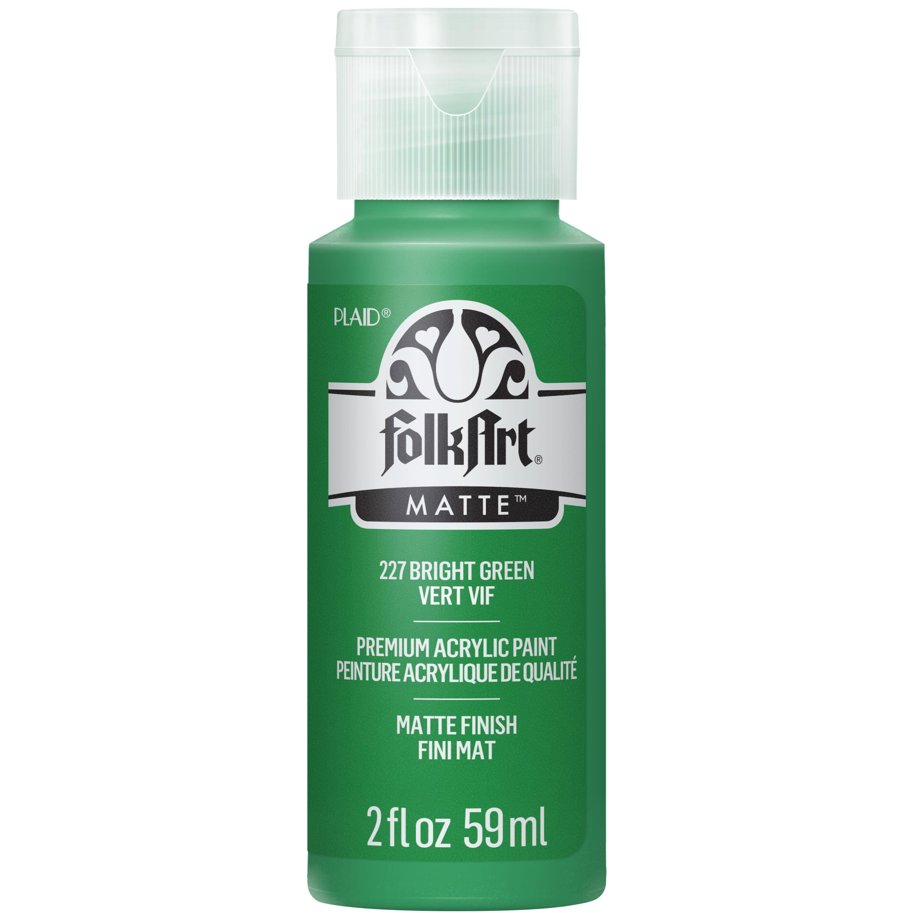FolkArt Acrylic Craft Paint, Matte Finish, Bright Green, 2 fl oz ...
