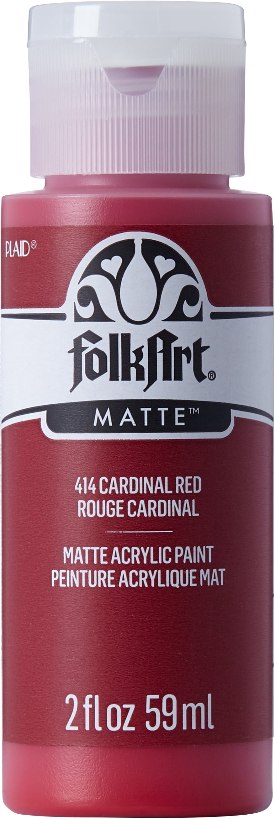 FolkArt Acrylic Craft Paint, Matte Finish, Cardinal Red, 2 fl oz ...