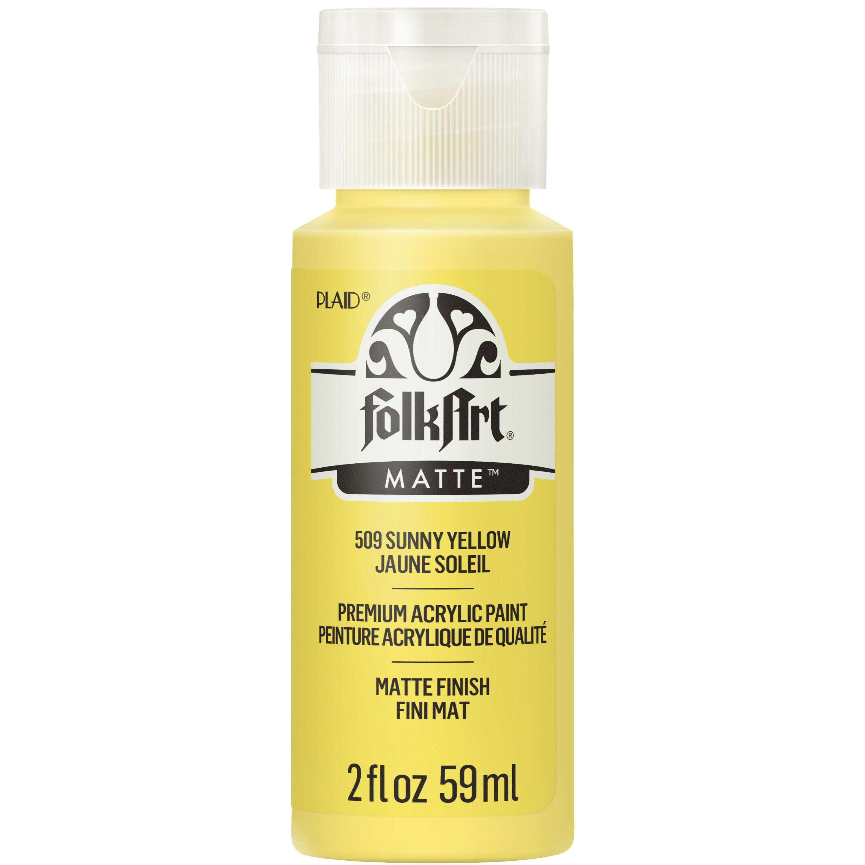 FolkArt Acrylic Craft Paint, Matte Finish, Sunny Yellow, 2 fl oz ...