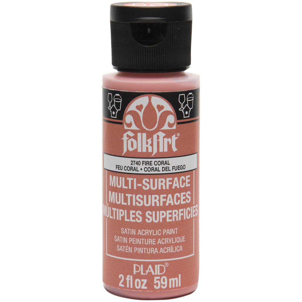 FolkArt Acrylic Paint 2oz-Fire Coral - Walmart.com