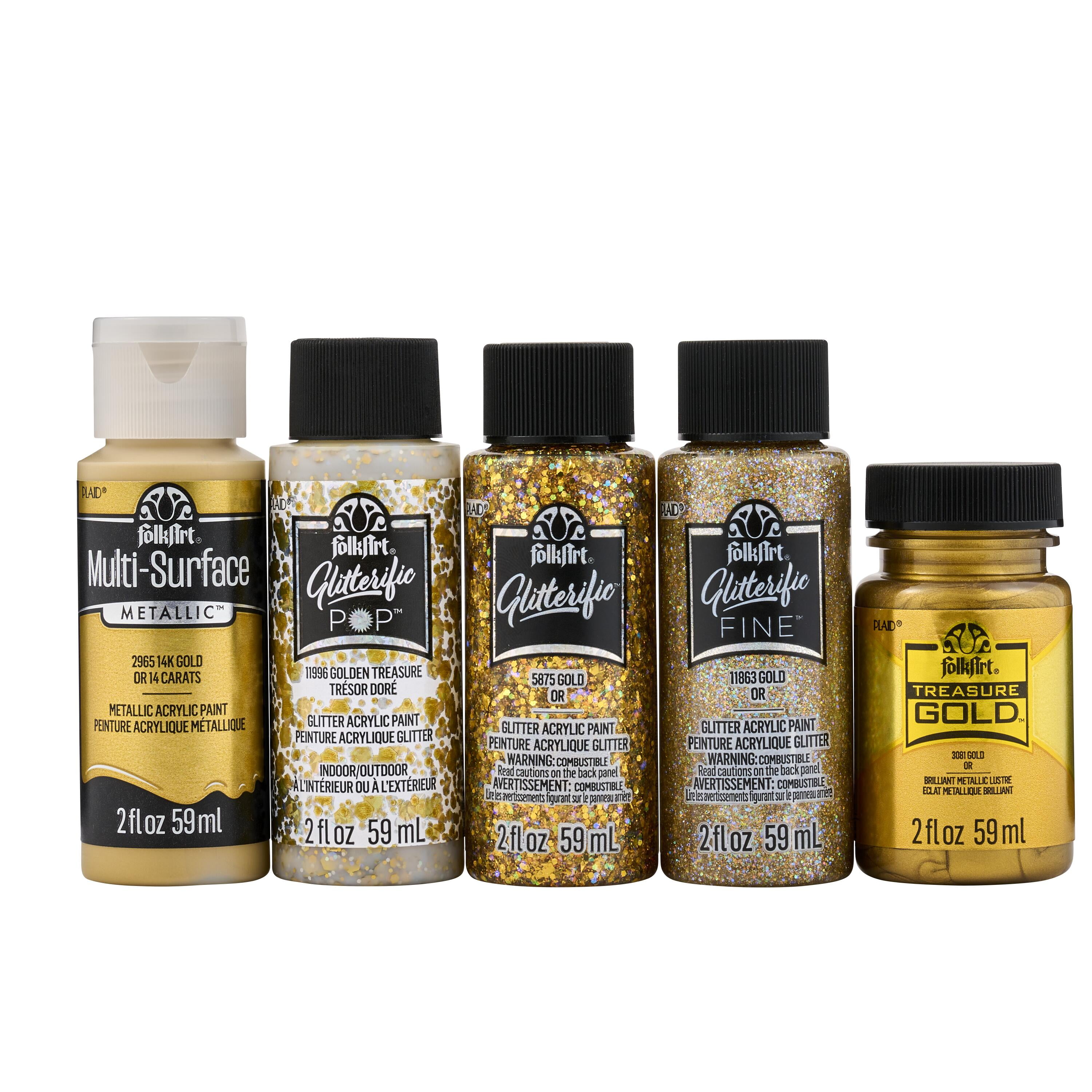 FolkArt Best of Golds Acrylic Craft Paint Set Featuring 5 Premium Gold ...