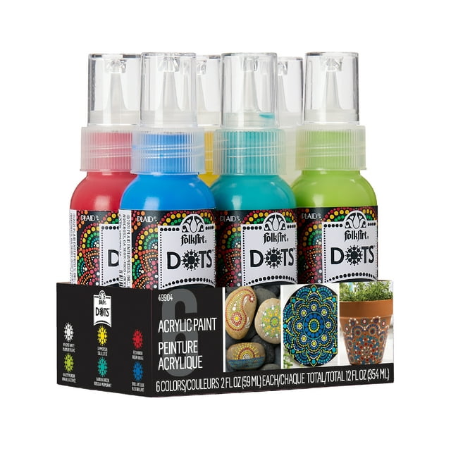 FolkArt Dots Acrylic Craft Paint Set, 6 Piece - Walmart.com