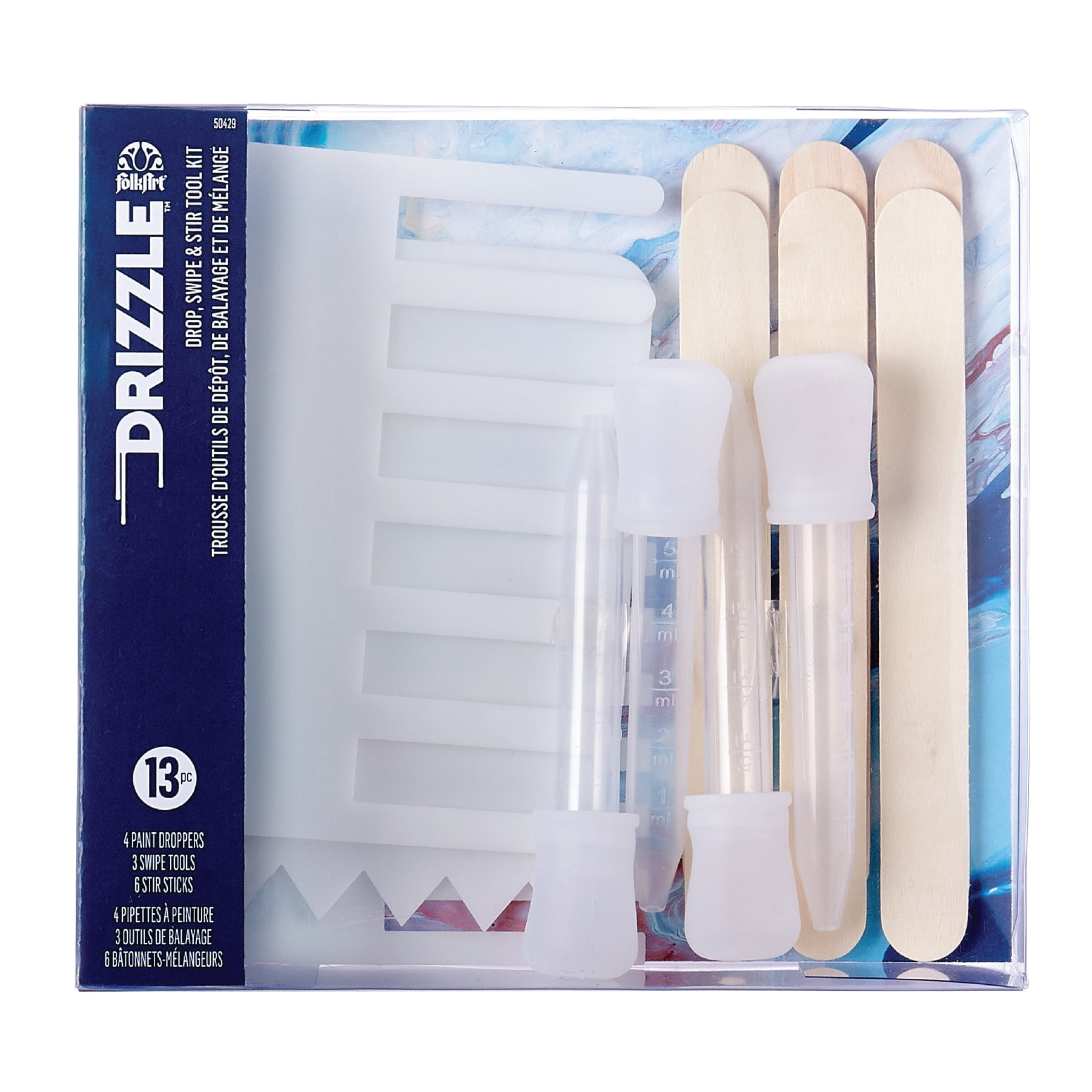 FolkArt Drizzle Drop, Swipe, & Stir Pouring Tool Kit, Set of 13, Multi ...